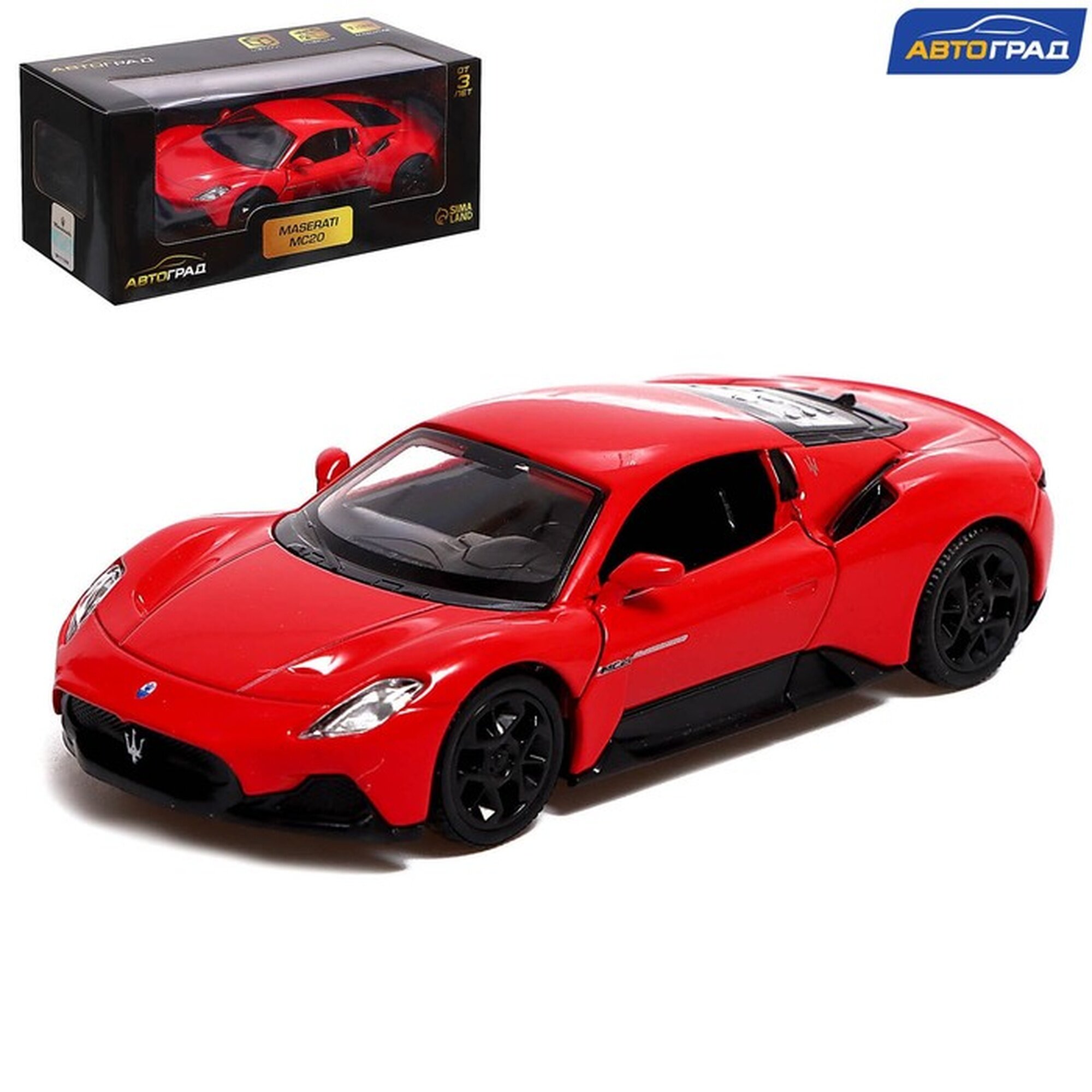 Машина металлическая MASERATI MC20, 1:32, открываются двери, инерция, цвет красный 9170909
