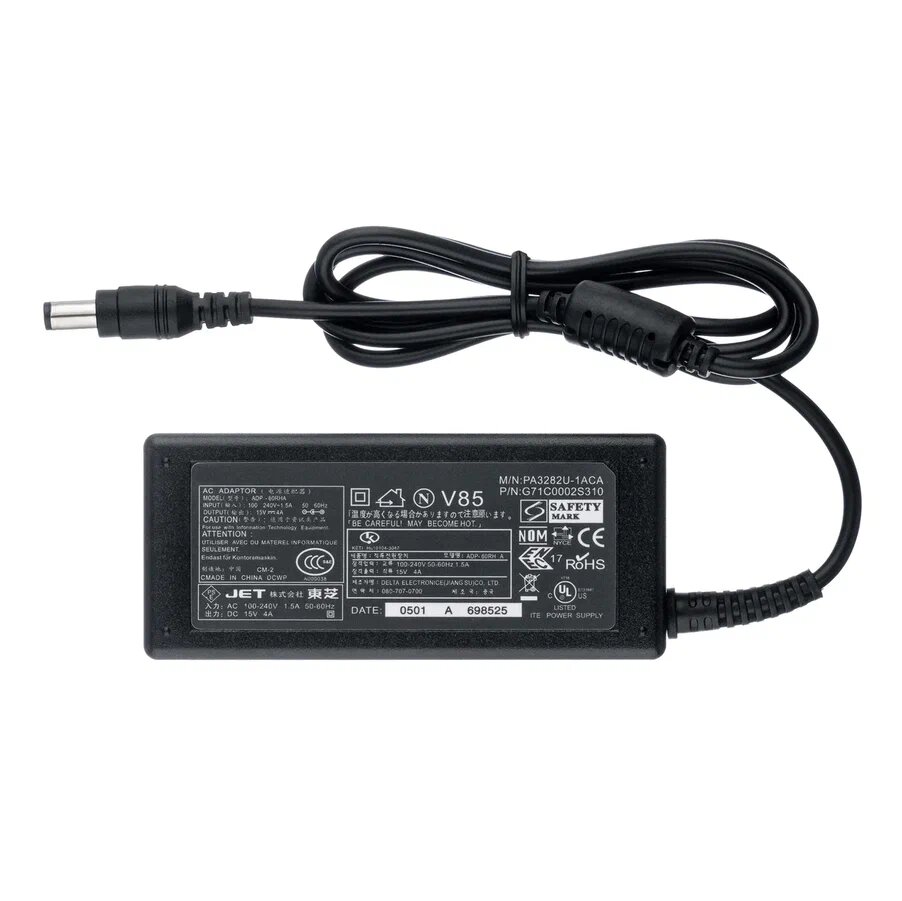 Блок питания для Toshiba 6.3x3.0мм, 60W, 15V, 4A, черного цвета