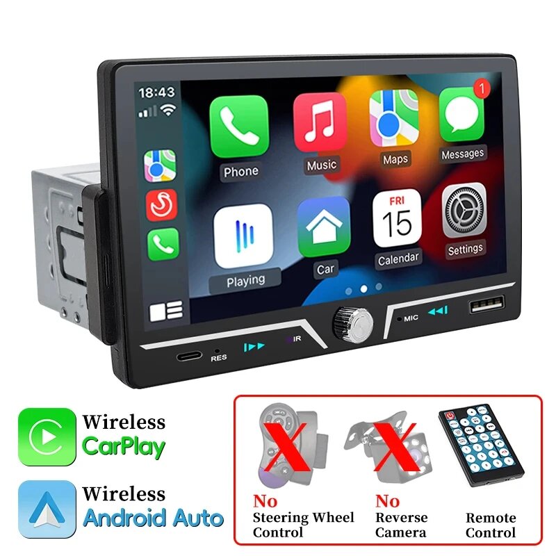 Автомагнитола 7" IPS, Android Auto, Carplay, Bluetooth