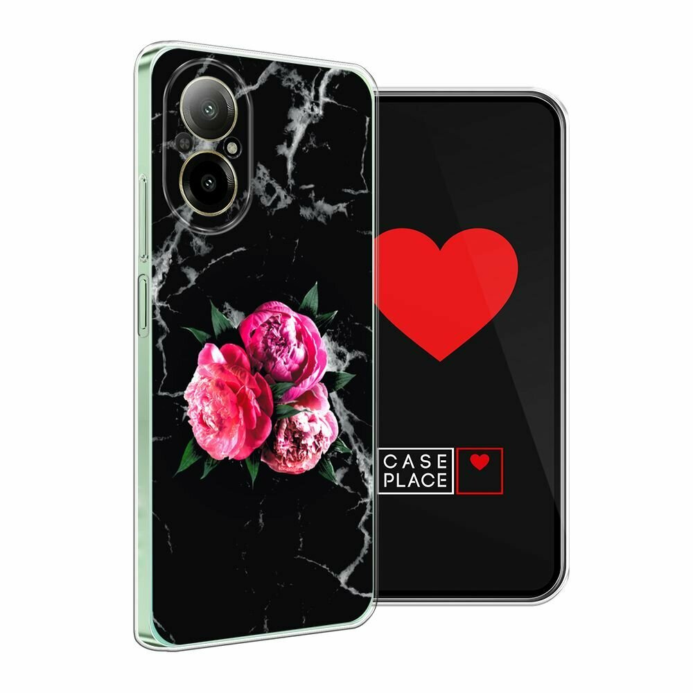 Чехол на Realme C67 4G / Реалми C67 4G с принтом "Букет на черном мраморе" — фото 1