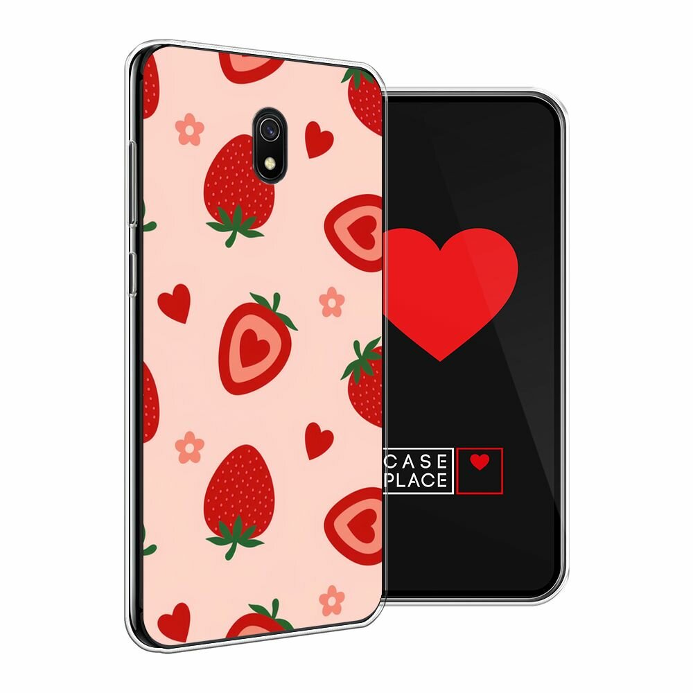 Чехол на Xiaomi Redmi 8A / Сяоми Редми 8А с принтом "Heart strawberries 1 - 14 февраля" — фото 1