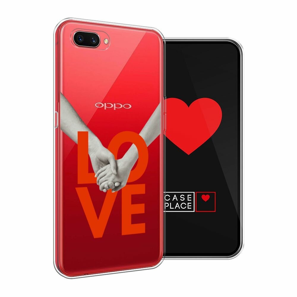 Чехол на Oppo A3s / Oppo A3s с принтом "Love holding hands - 14 февраля", прозрачный — фото 1