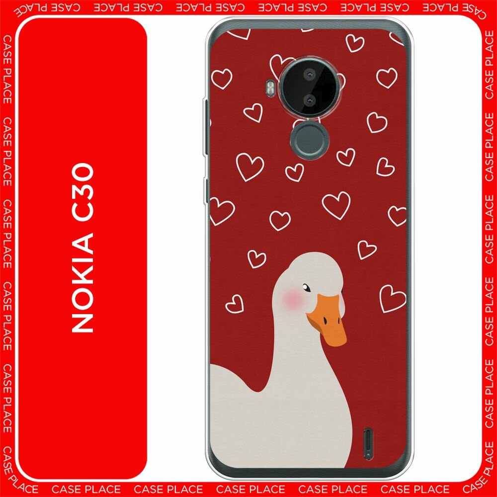 Чехол на Nokia C30 / Нокия C30 с принтом "Влюблённый гусь 1 - 14 февраля"
