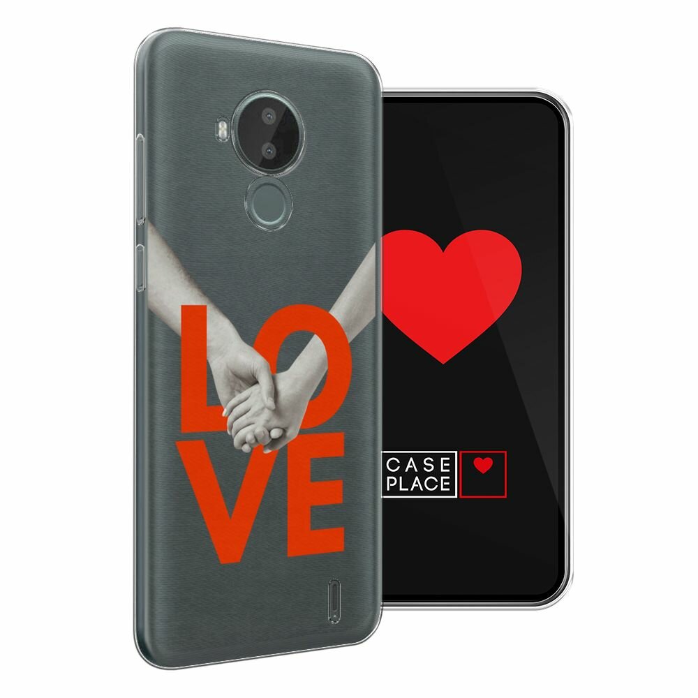 Чехол на Nokia C30 / Нокия C30 с принтом "Love holding hands - 14 февраля", прозрачный — фото 1