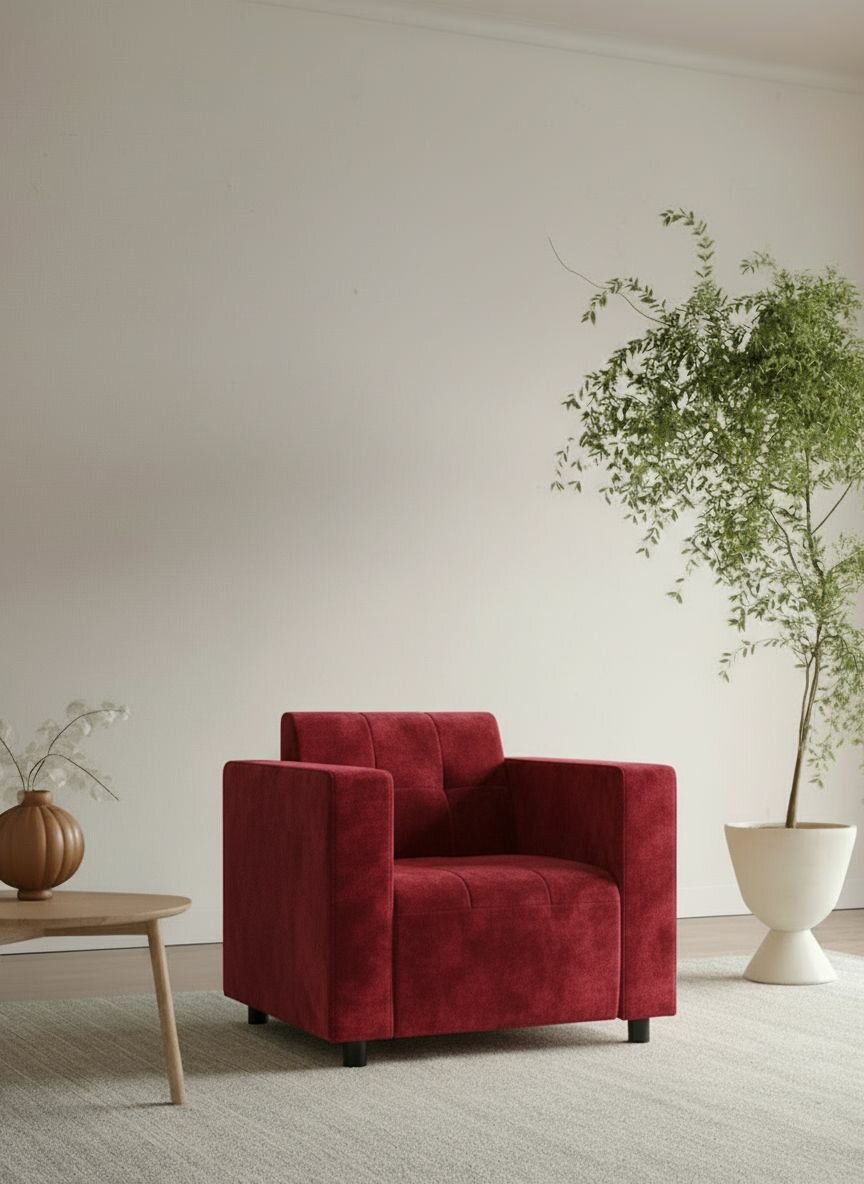 Кресло Альтаир с подлокотниками красный велюр в офис, дом, салон красоты, прихожую, гостиную, зону ожидания.