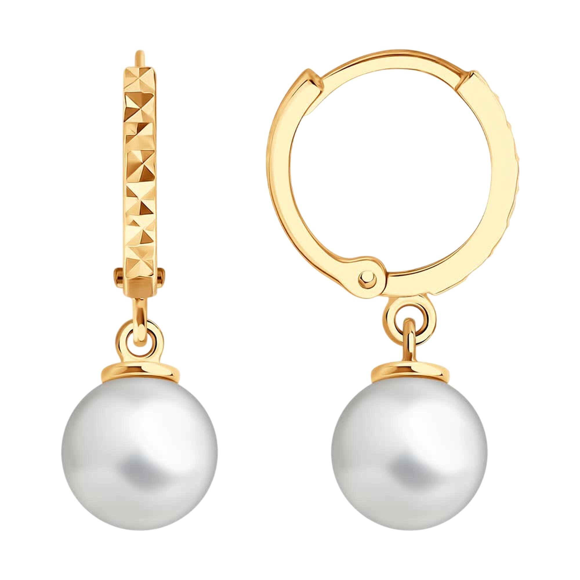 Серьги с подвесками, красное золото, 585 проба, жемчуг