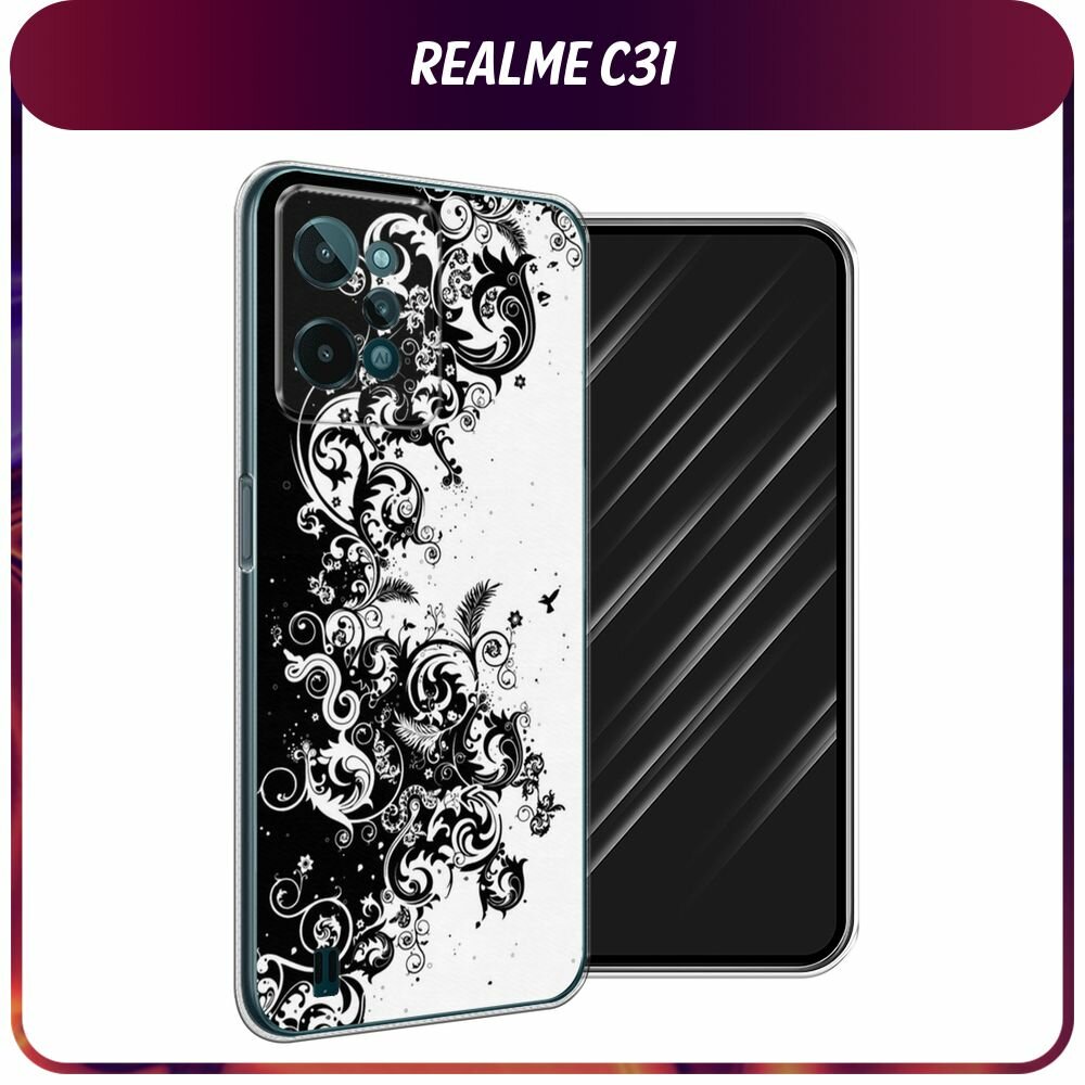 Чехол на Realme C31 / Реалми C31 с принтом "Черно белый узор"