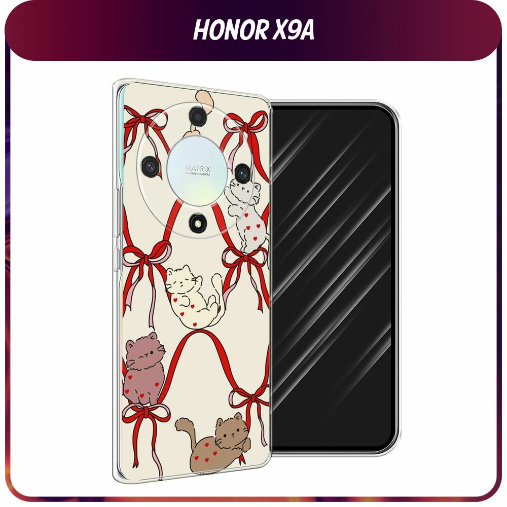 Чехол на Honor X9A / Хонор X9A с принтом "Котики в ленточках 1"