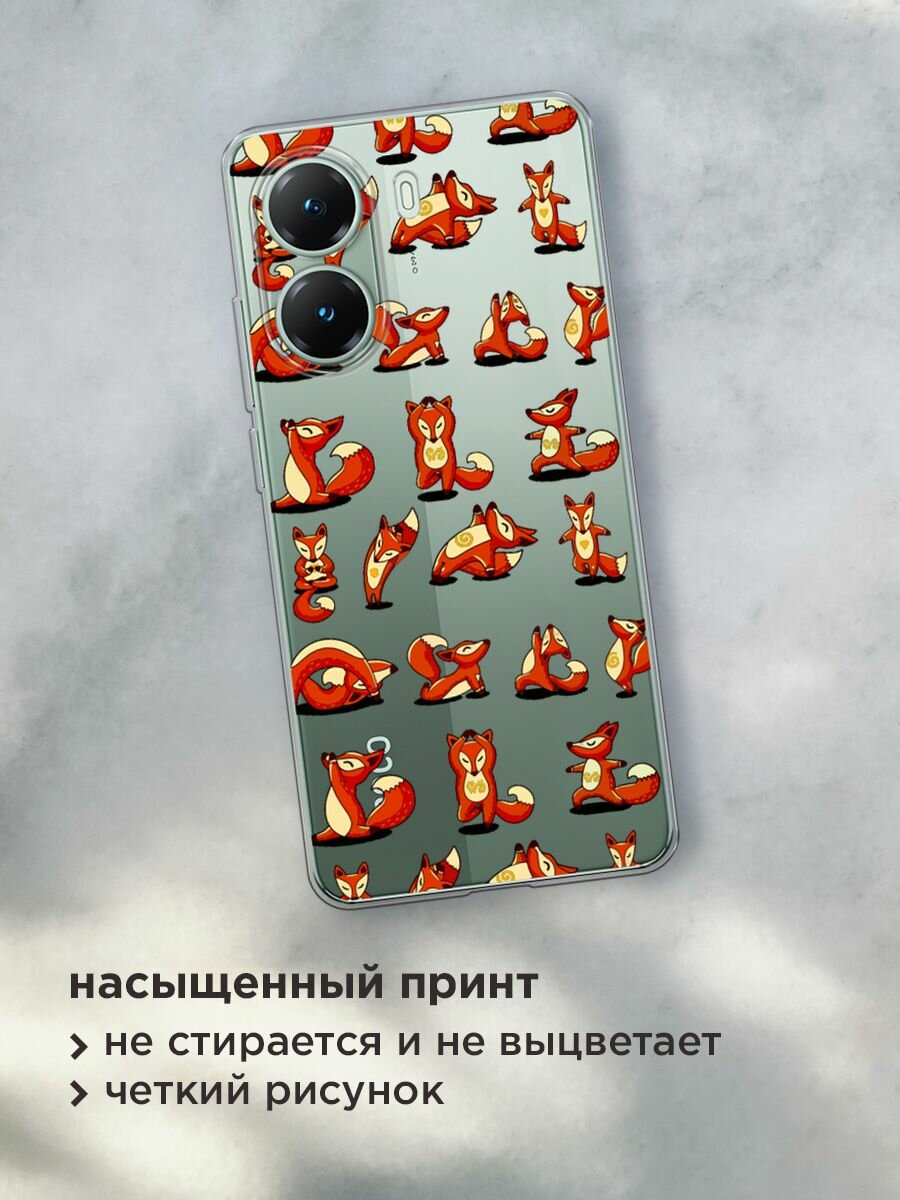 Чехол на Poco X7 Pro / Поко X7 Про с принтом "Йога для лисы", прозрачный — фото 1