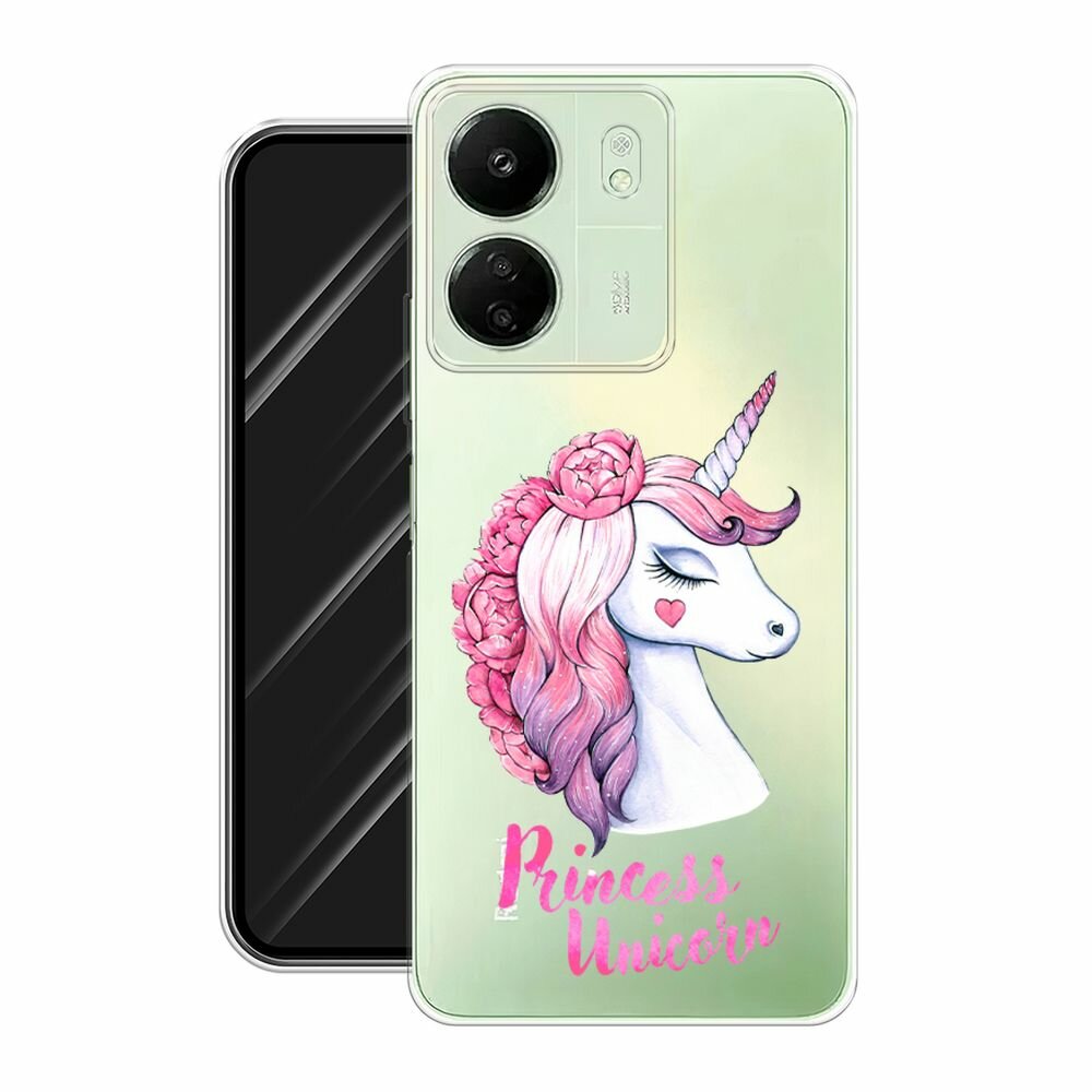 Чехол на Xiaomi Redmi 13C/Poco C65 / Сяоми Редми 13C/Поко С65 с принтом Princess Unicorn, прозрачный — фото 1
