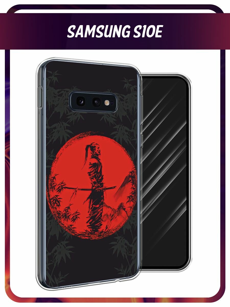Чехол на Samsung Galaxy S10E / Самсунг Галакси S10E с принтом "Самурай на красном фоне"
