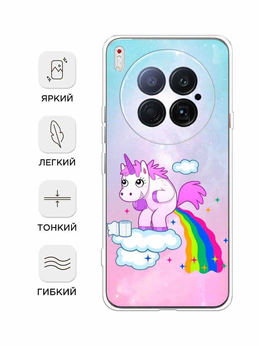 Чехол на Tecno Camon 40 Premier / Текно Камон 40 Премьер с принтом "Единорог какает" — фото 1