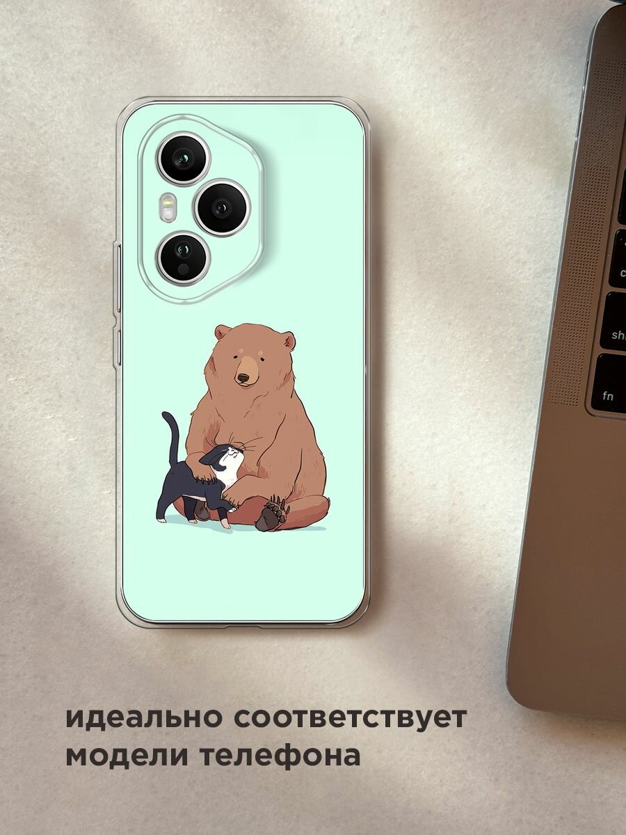Чехол на Honor 400 Pro / Хонор 400 Про с принтом "Медведь и кошка дружба" — фото 1