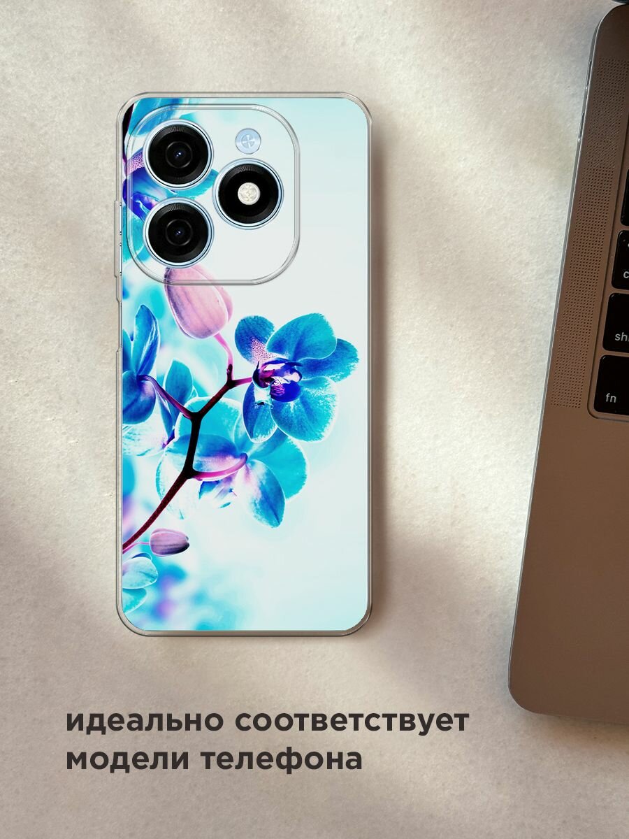 Чехол на Tecno Spark 20 / Текно Спарк 20 с принтом "Голубая орхидея" — фото 1