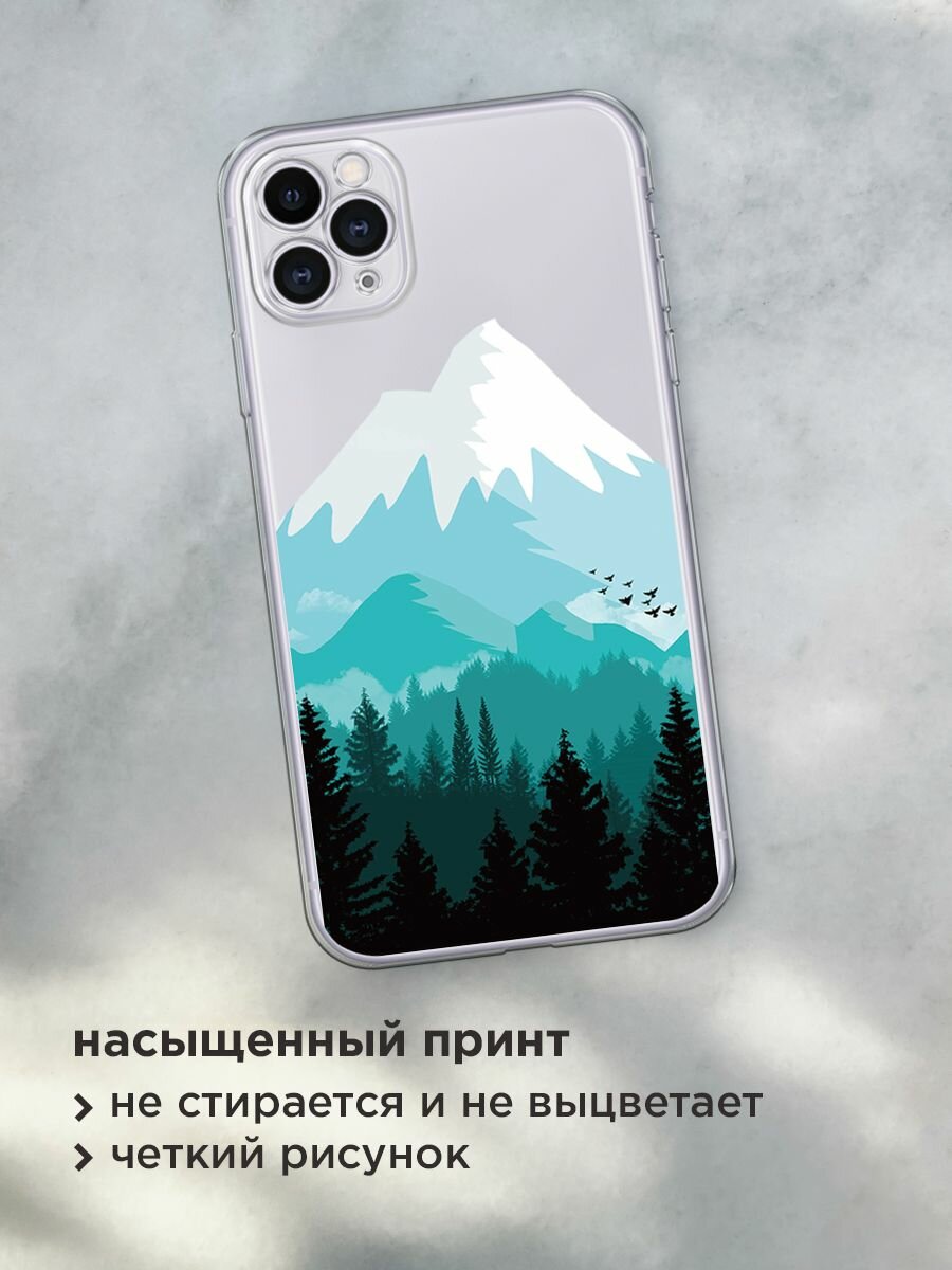 Чехол на Apple iPhone 11 Pro / Айфон 11 Про с принтом "Синяя снежная гора", прозрачный — фото 1