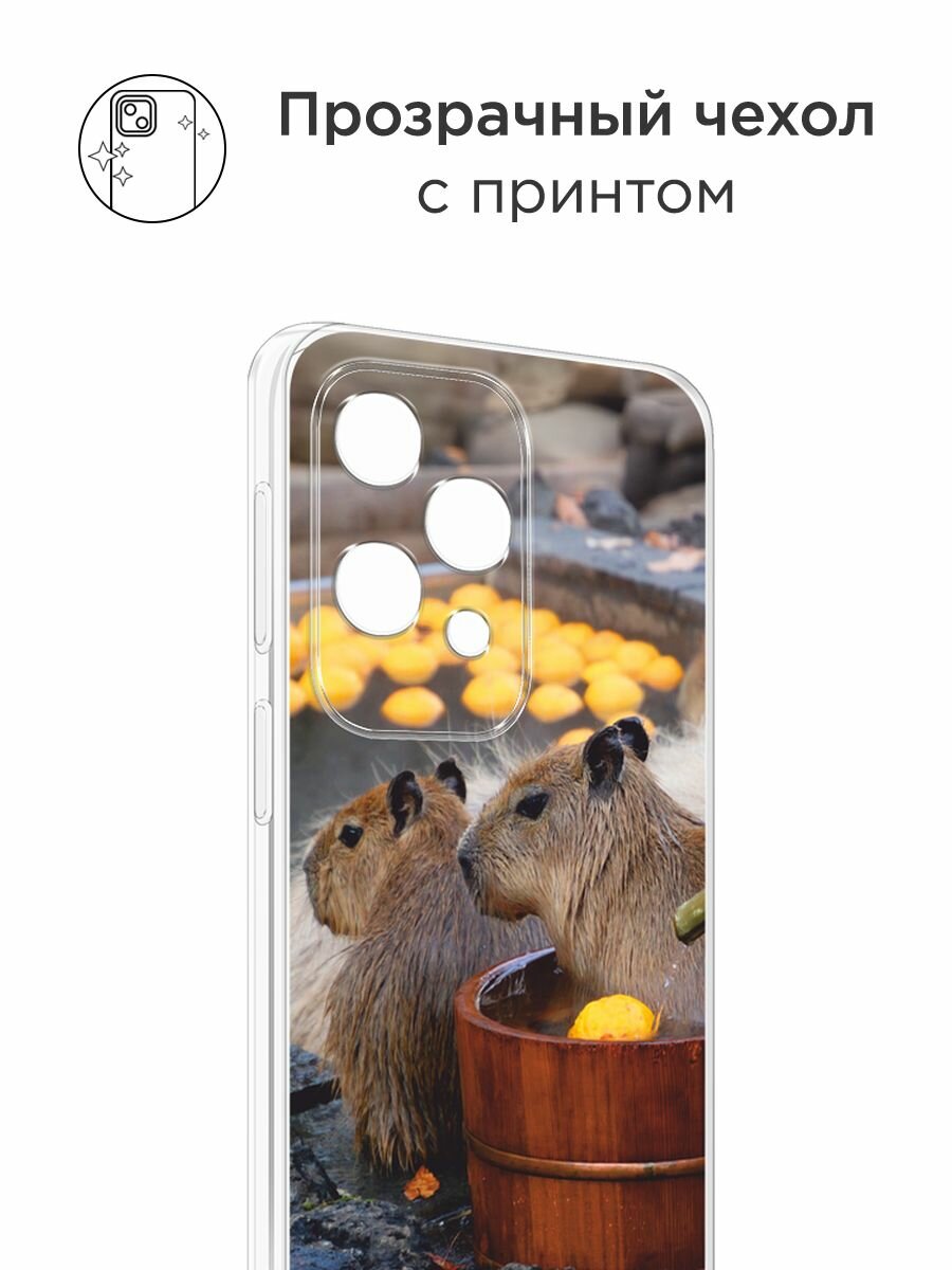 Чехол на Honor X6c / Хонор X6c с принтом "Капибары отмокают" — фото 1