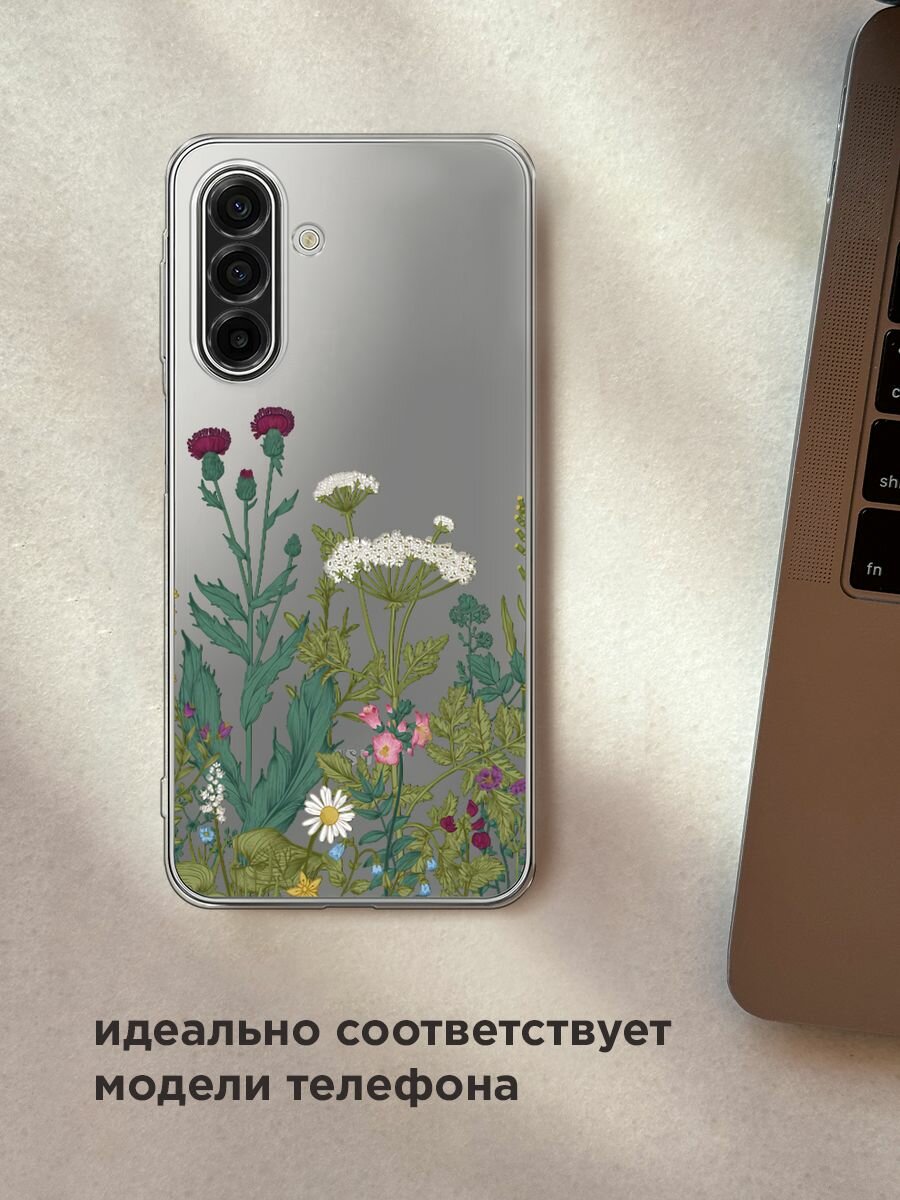 Чехол на Samsung Galaxy A17 / Самсунг А17 с принтом "Дикие полевые цветы", прозрачный — фото 1