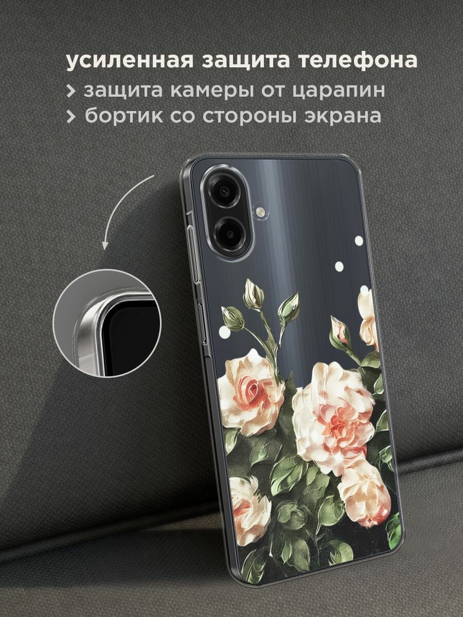 Чехол на Samsung Galaxy A07 / Самсунг А07 с принтом "Цветочная картина 2", прозрачный — фото 1