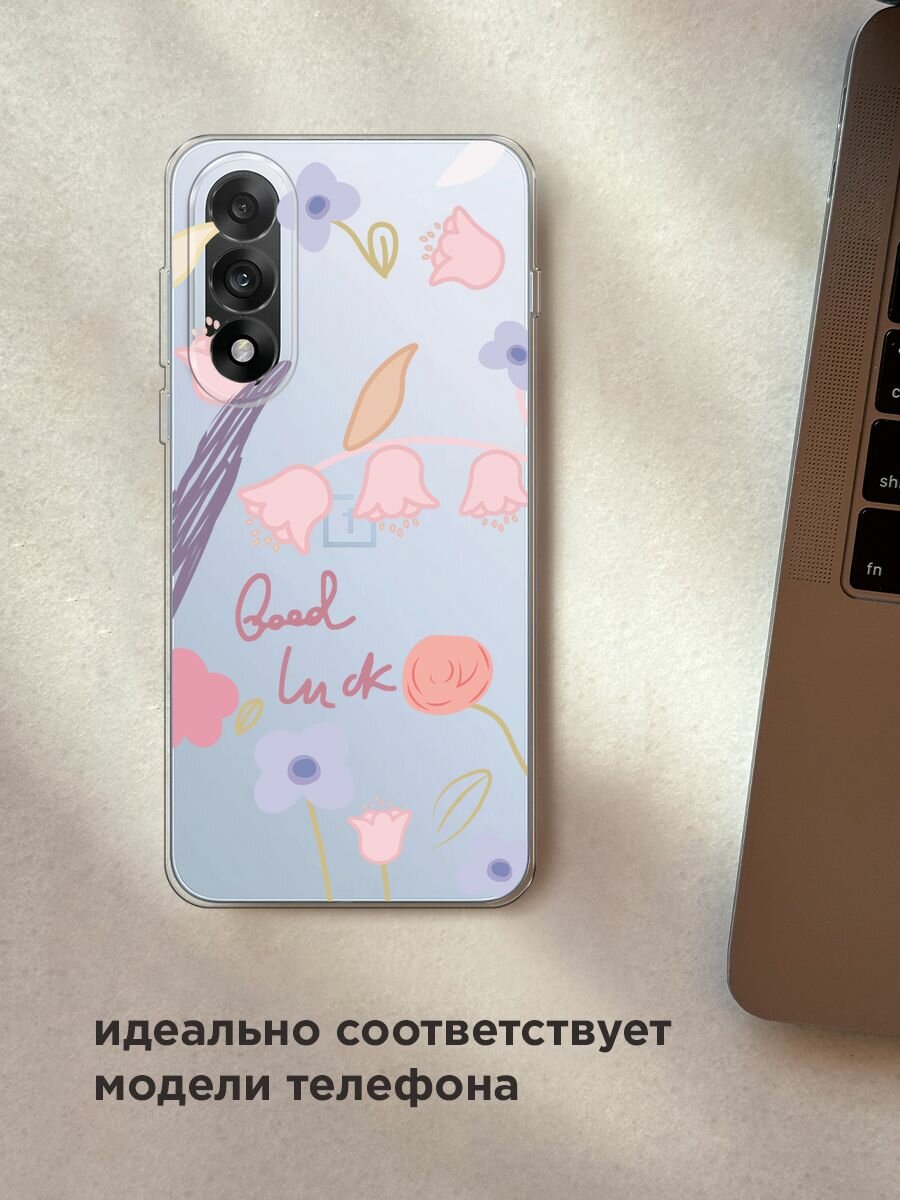 Чехол на OnePlus Nord 5 / Ван Плас Норд 5 с принтом "Lucky flowers", прозрачный — фото 1