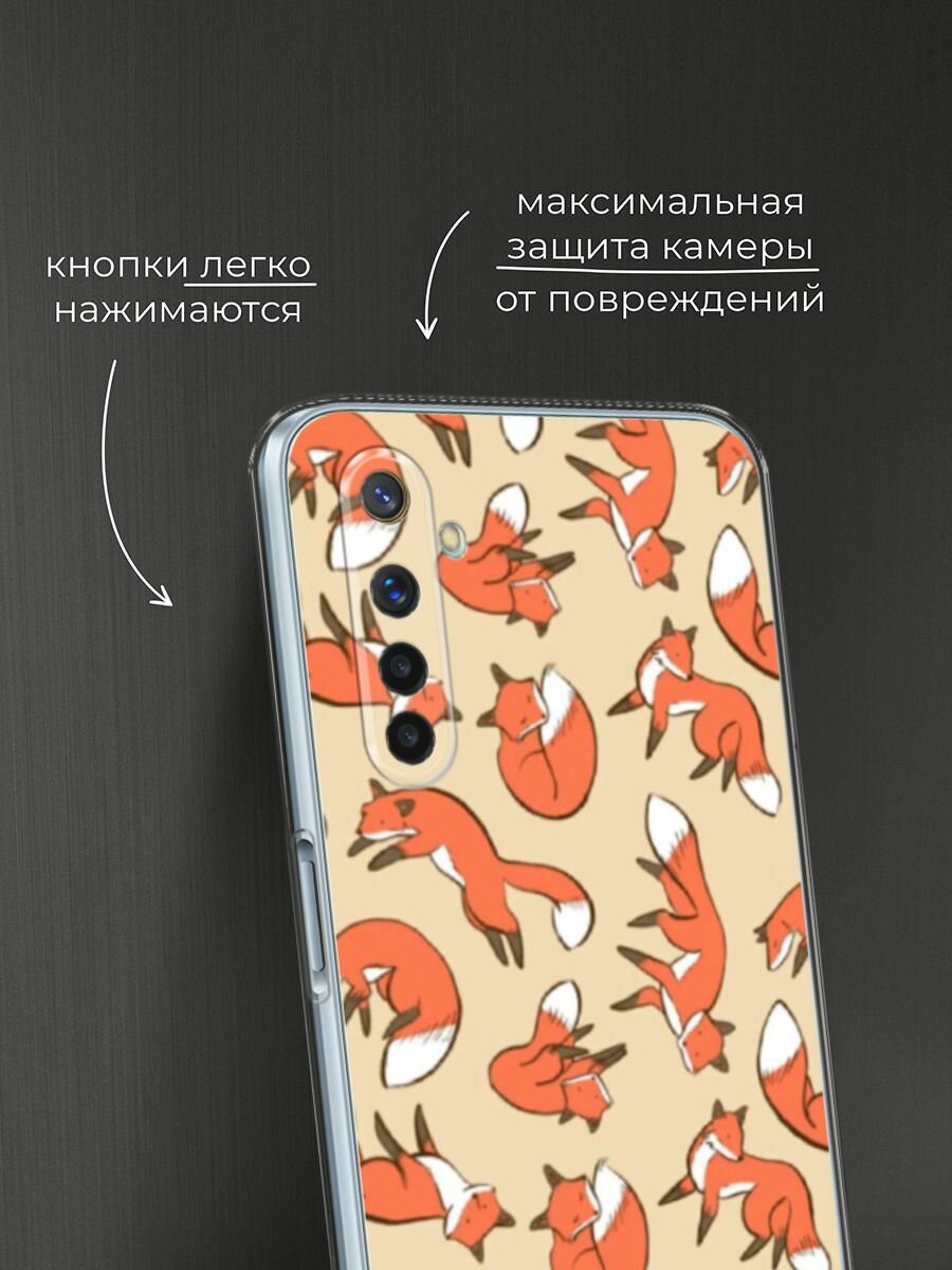 Силиконовый чехол на Realme 6 / Реалми 6 с принтом "Лисички фон" — фото 1