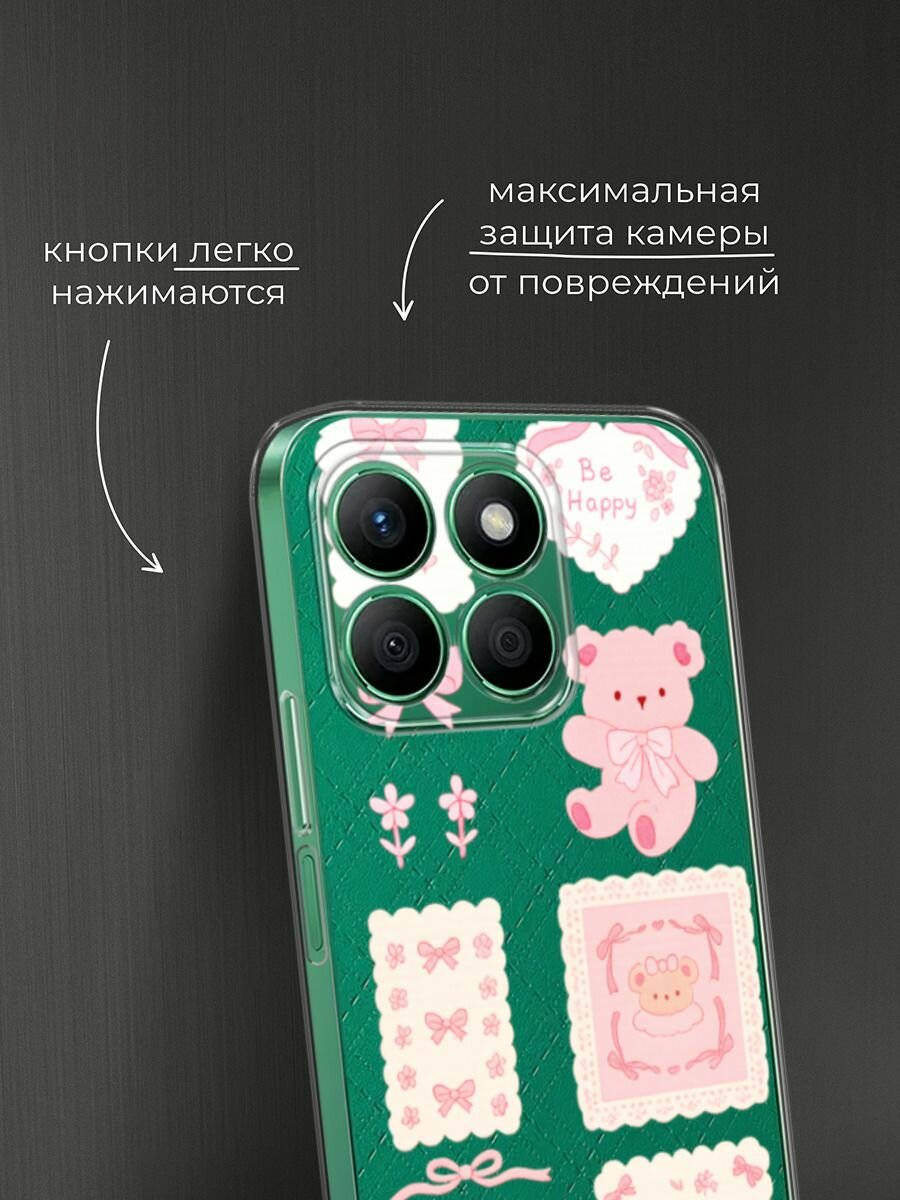 Чехол на Honor X8B / Хонор X8B с принтом "Розовые марки", прозрачный — фото 1