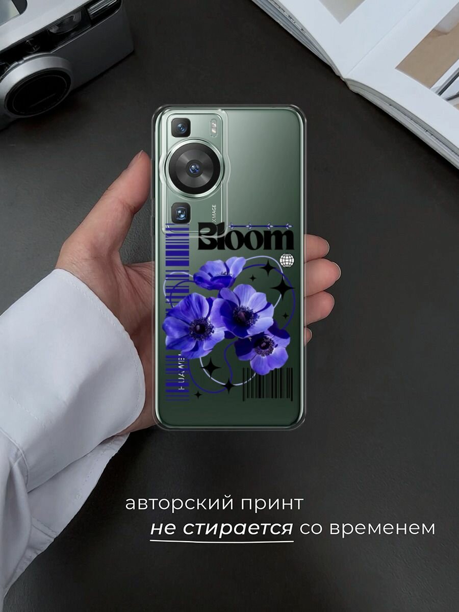 Чехол на Huawei P60/P60 Pro / Хуавей P60/P60 Про с принтом "Завораживающие анемоны", прозрачный — фото 1