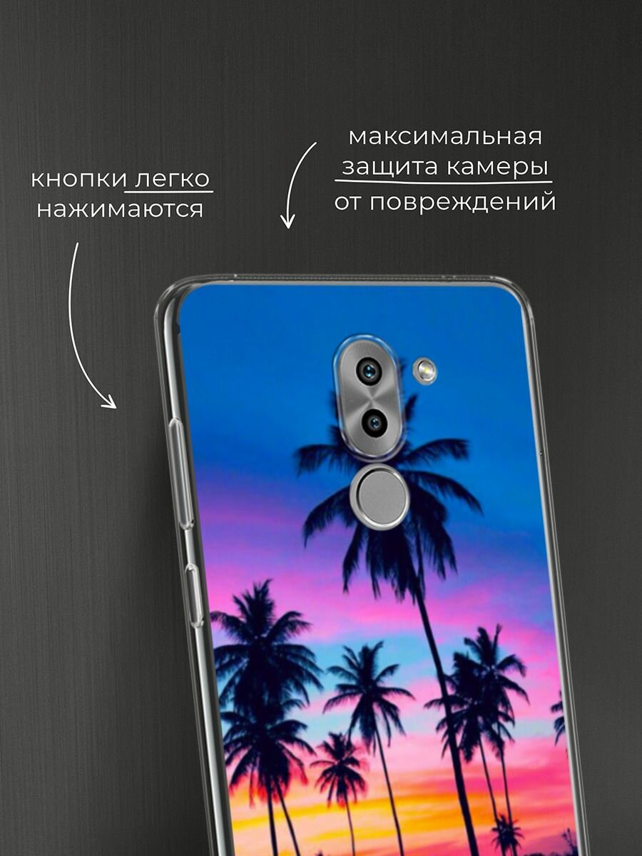 Силиконовый чехол на Honor 6X / Хонор 6Х с принтом "Закат 5" — фото 1