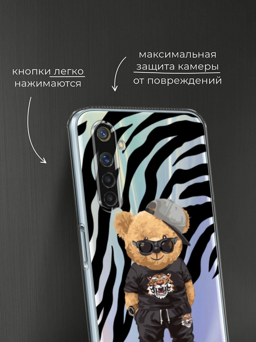 Чехол на Realme 6 / Реалми 6 с принтом "Оставайся крутым - 23 февраля", прозрачный — фото 1