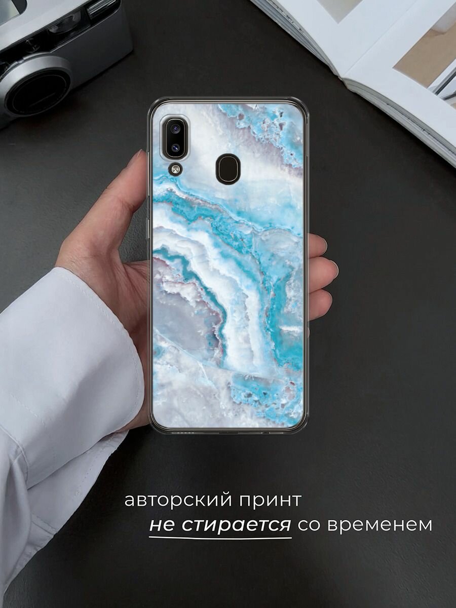 Чехол на Samsung Galaxy A30/A20 / Самсунг Галакси A30/A20 с принтом "Нежно-голубой мрамор" — фото 1