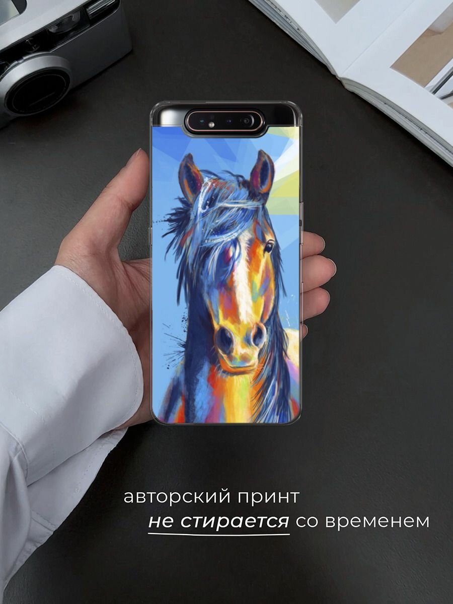 Чехол на Samsung Galaxy A80 / Самсунг Гэлакси A80 с принтом "Лошадь арт 3" — фото 1