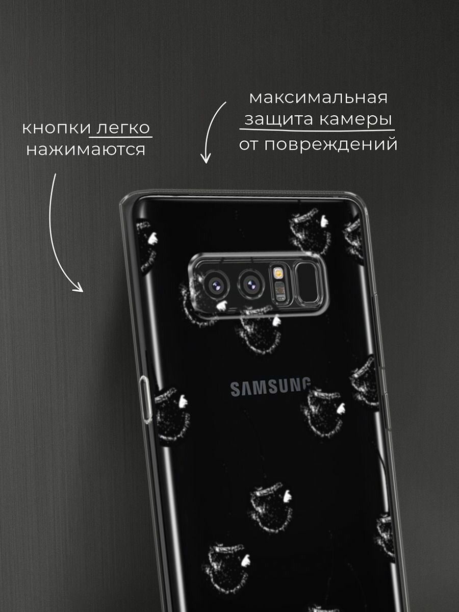 Чехол на Samsung Galaxy Note 8 / Самсунг Галакси Нот 8 с принтом "Черная вишня", прозрачный — фото 1