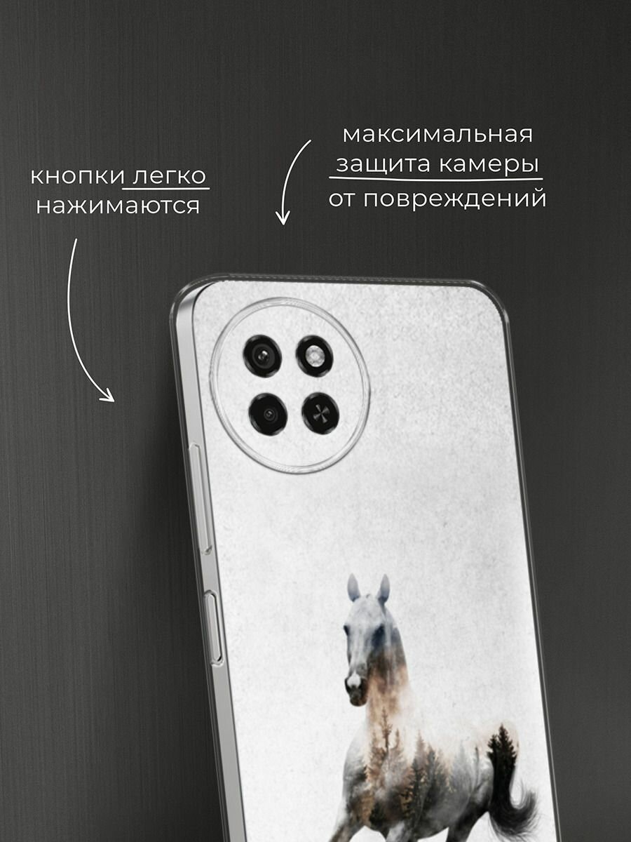 Силиконовый чехол на Itel S23 / Ител S23 с принтом "Лошадь лес" — фото 1