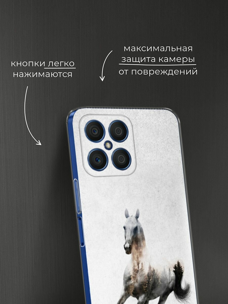 Силиконовый чехол на Honor X8 / Хуавей X8 с принтом "Лошадь лес" — фото 1