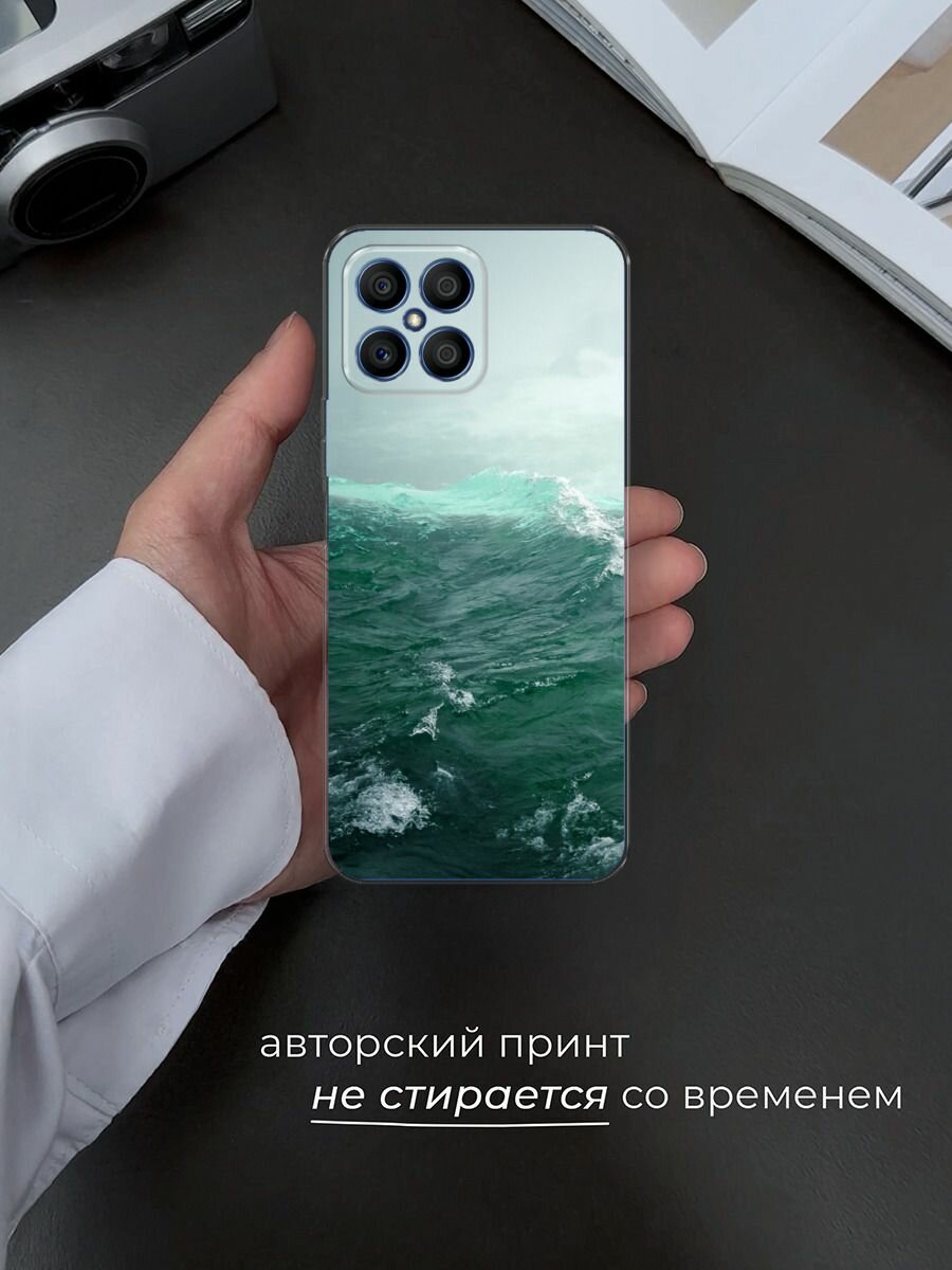 Силиконовый чехол на Honor X8 / Хуавей X8 с принтом "Волны 12" — фото 1