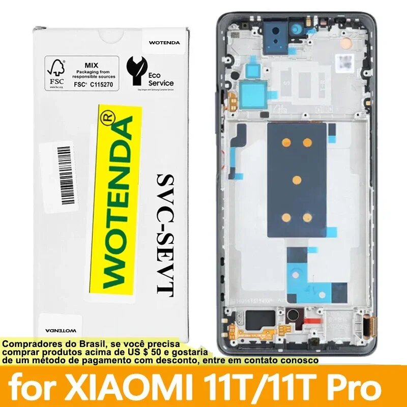 6,67-дюймовый AMOLED-дисплей 120 Гц для Xiaomi 11T Pro LCD MI 11T, дигитайзер White with frame