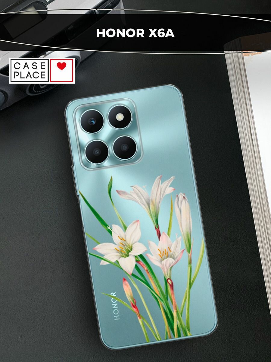 Чехол на Honor X6A / Хонор X6A с принтом "White lily", прозрачный