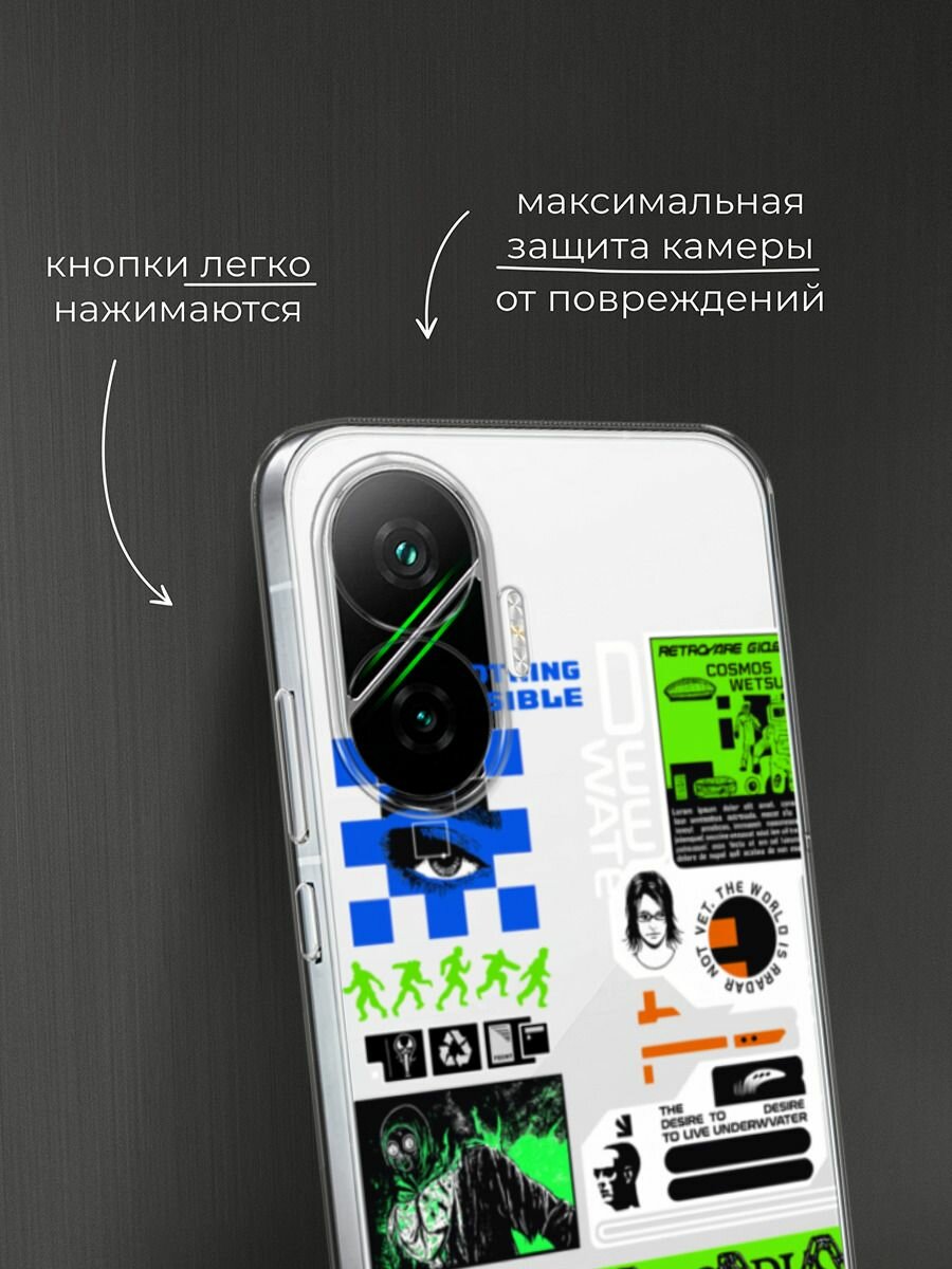 Чехол на Poco F7 / Поко F7 с принтом "Nothing impossible", прозрачный — фото 1
