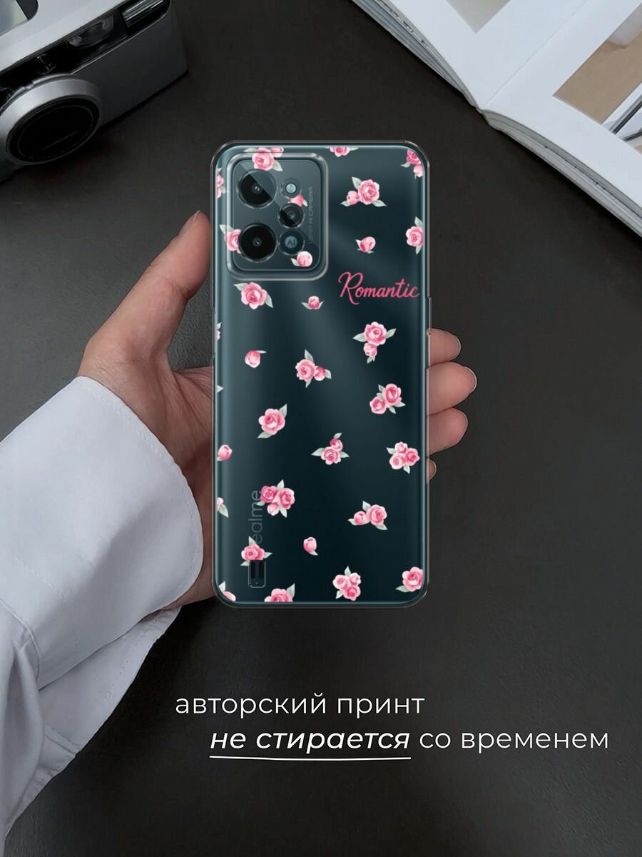 Чехол на Realme C31 / Реалми C31 с принтом "Romantic 2", прозрачный — фото 1