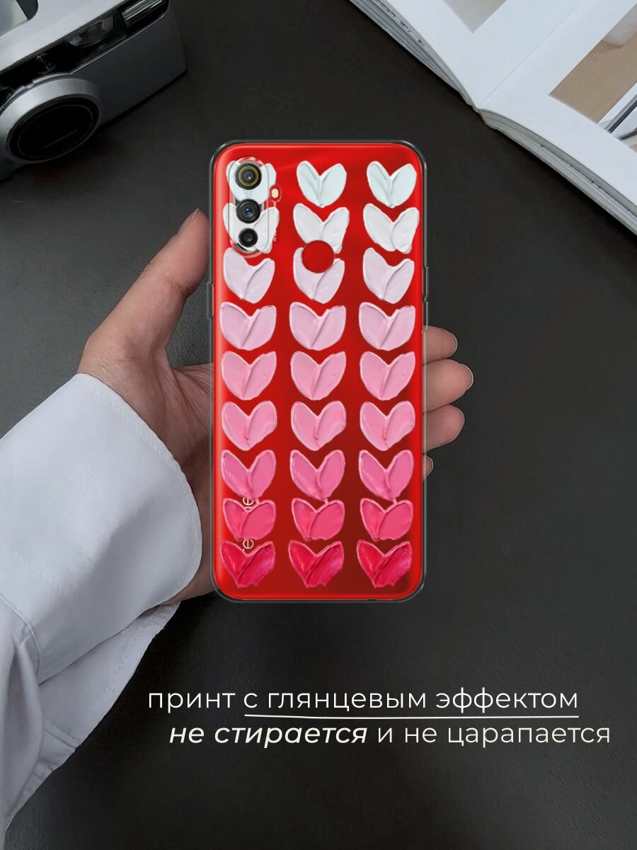 Чехол на Realme C3 / Реалми C3 с принтом "Градиент из сердечек" — фото 1