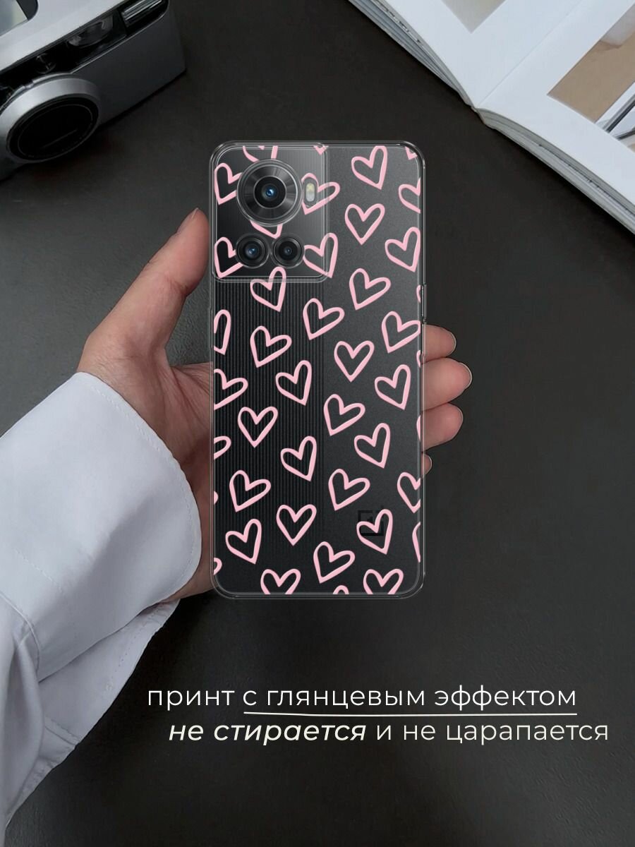 Чехол на OnePlus 10R/Ace / Ван Плас 10R/Ace с принтом "Сердца паттерн" — фото 1