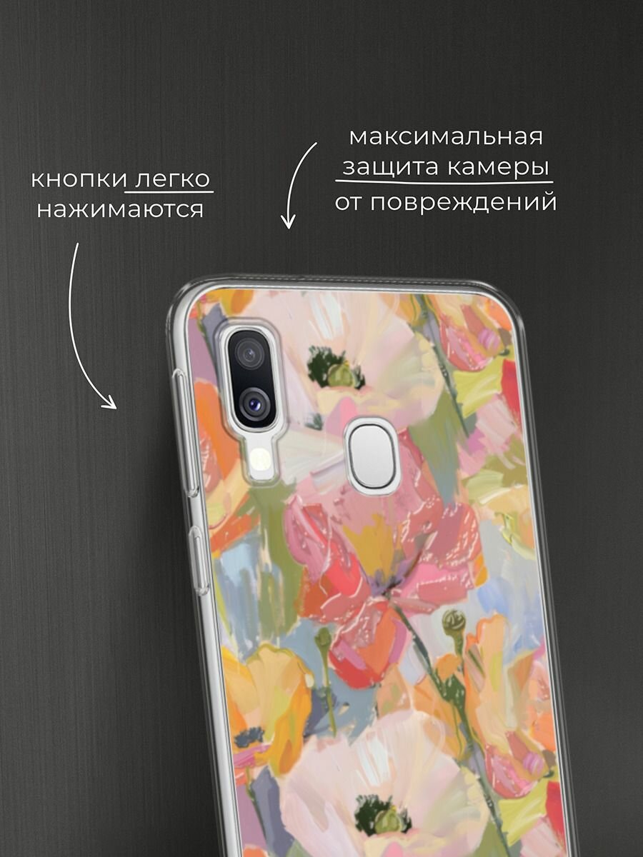 Чехол на Samsung Galaxy A40 / Самсунг Галакси А40 с принтом "Акварельные анемоны" — фото 1