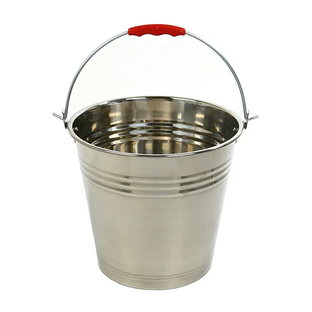 Ведро нержавеющая сталь 10л, прочное, с ручками, для хранения и переноски