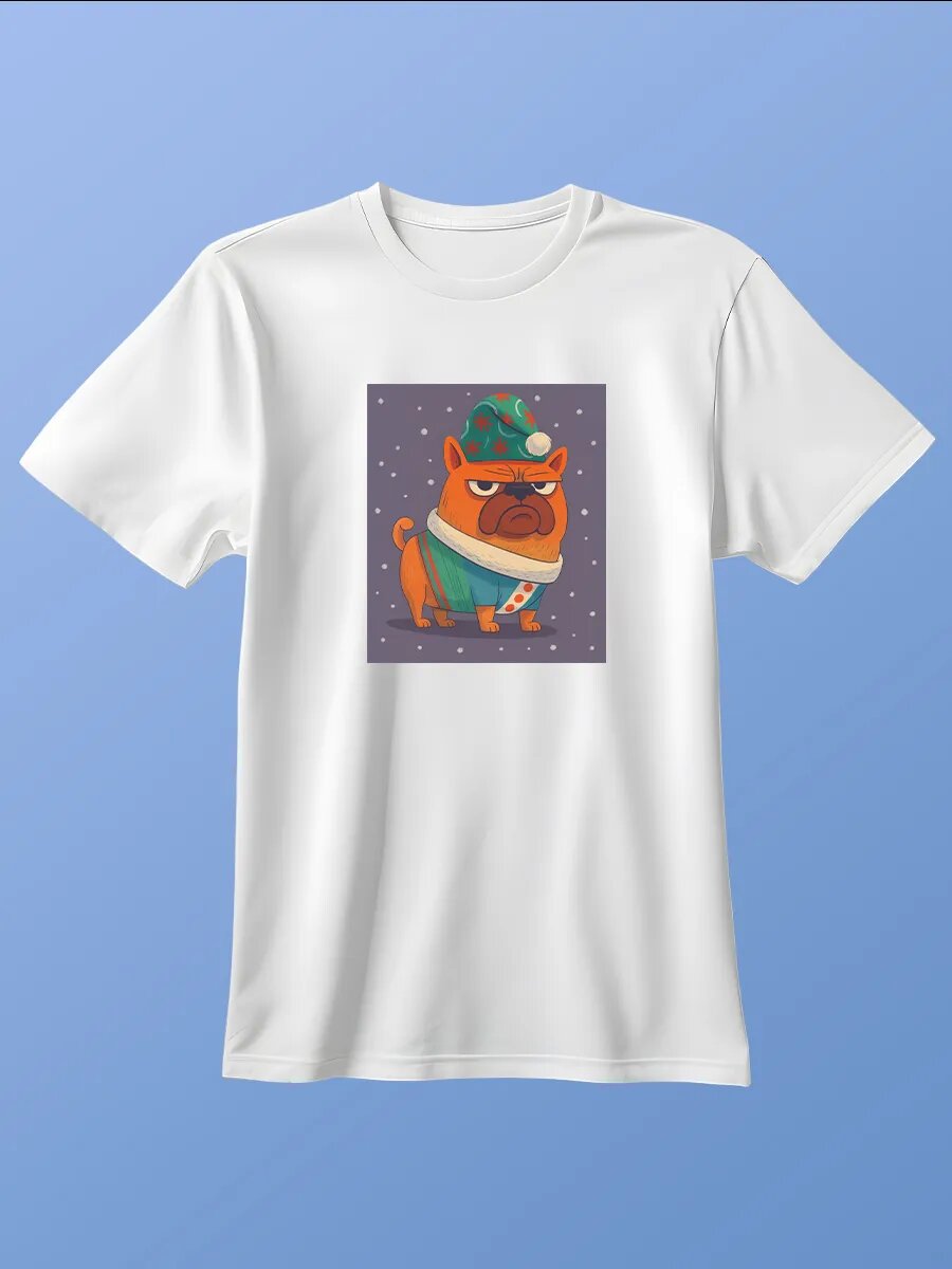 Футболка мопс собачка в шарфе прикольная