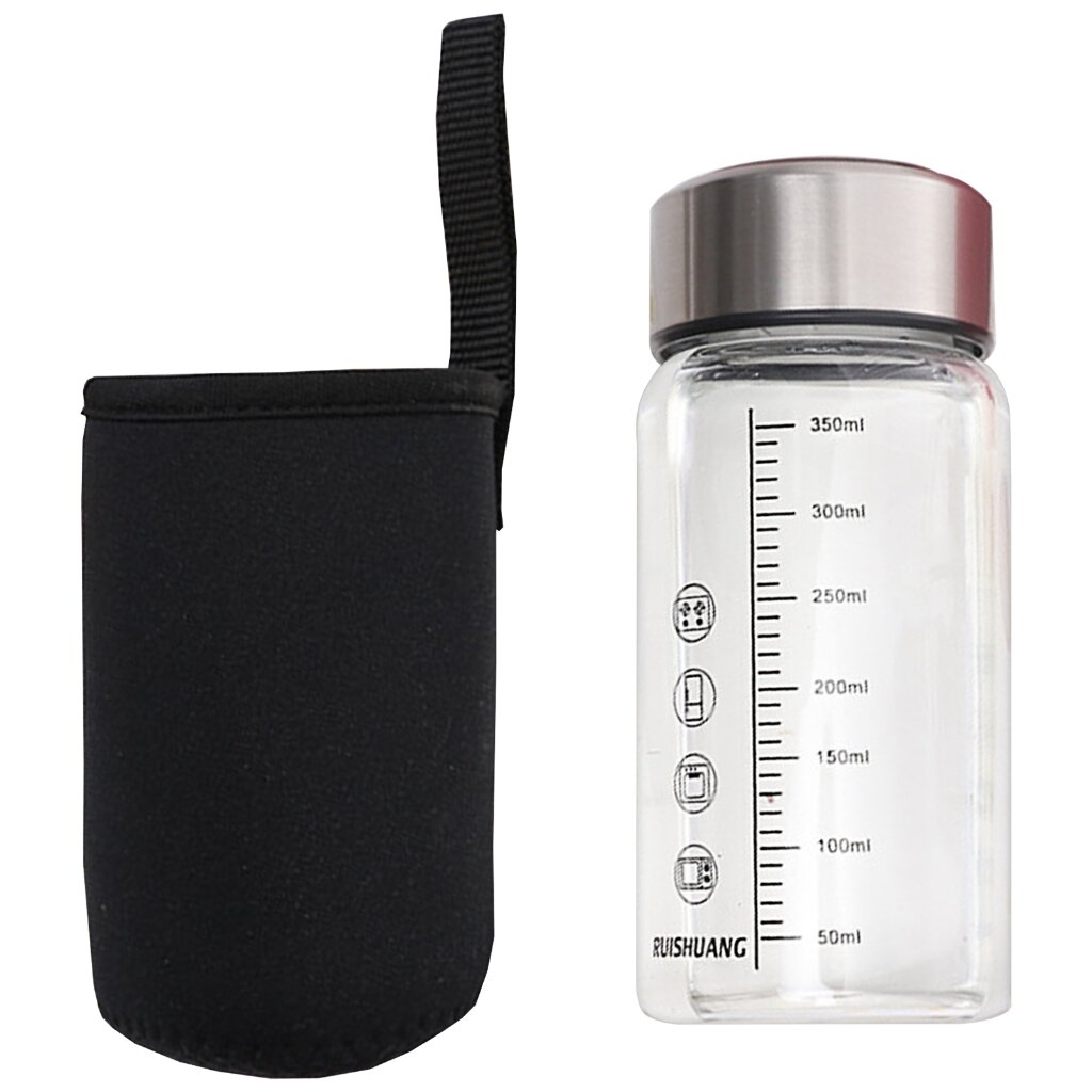 350 мл однослойных мужских и женских стеклянных весов, термостойкая стеклянная бутылка для воды-черный