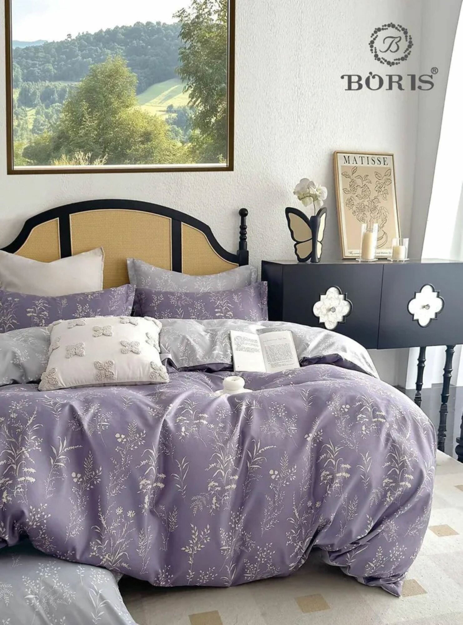 Постельное белье Семейное Boris Dense , 2 пододеяльника, комплект из 7 предметов, мягкое как бархат