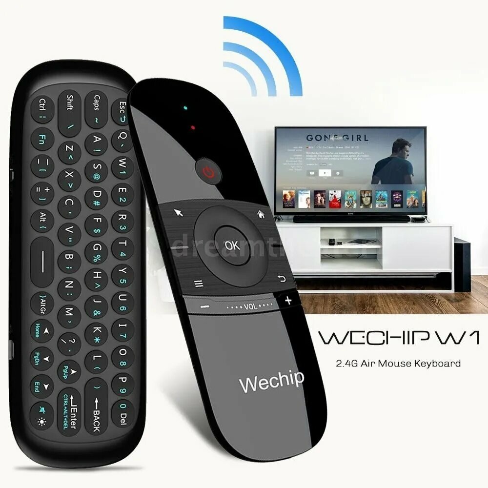 Аэромышь пульт с клавиатурой 2.4G, USB приемник, для Smart TV и ПК