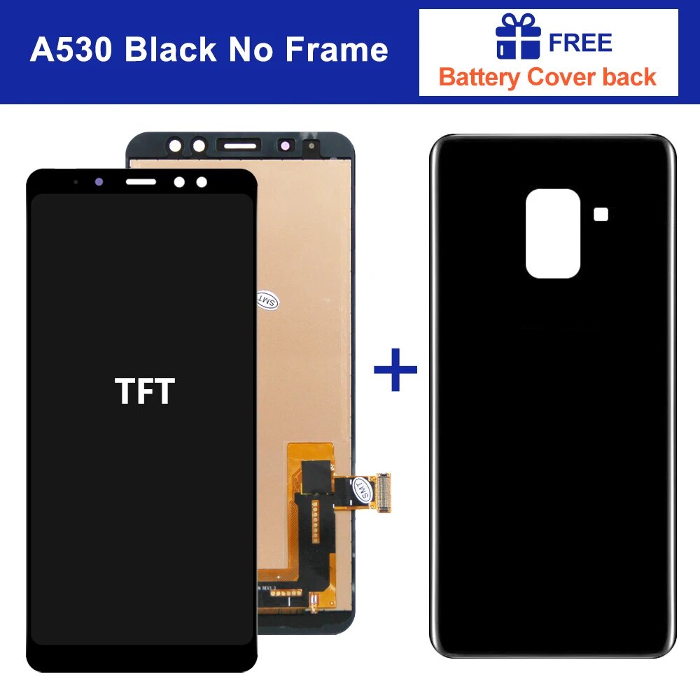 Tft-дисплей для Samsung Galaxy A530 с рамкой, для Samsung A8 2018 A530F A530FD, ЖК-дисплей, сенсорный экран, дигитайзер в сборе Black No Frame