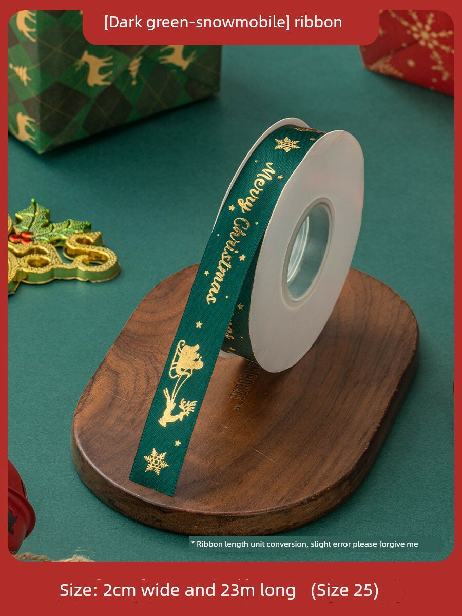 Рождественская декоративная лента, атласная лента, украшения для елки, оформление сцены, атмосфера, подарочная коробка,