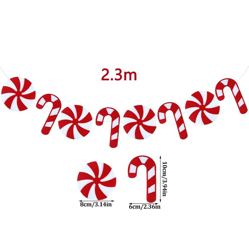 Новогодняя декорация для ювелирного магазина: фотозона, гирлянда, фетровый баннер-елка Красная вертушка, леденец,