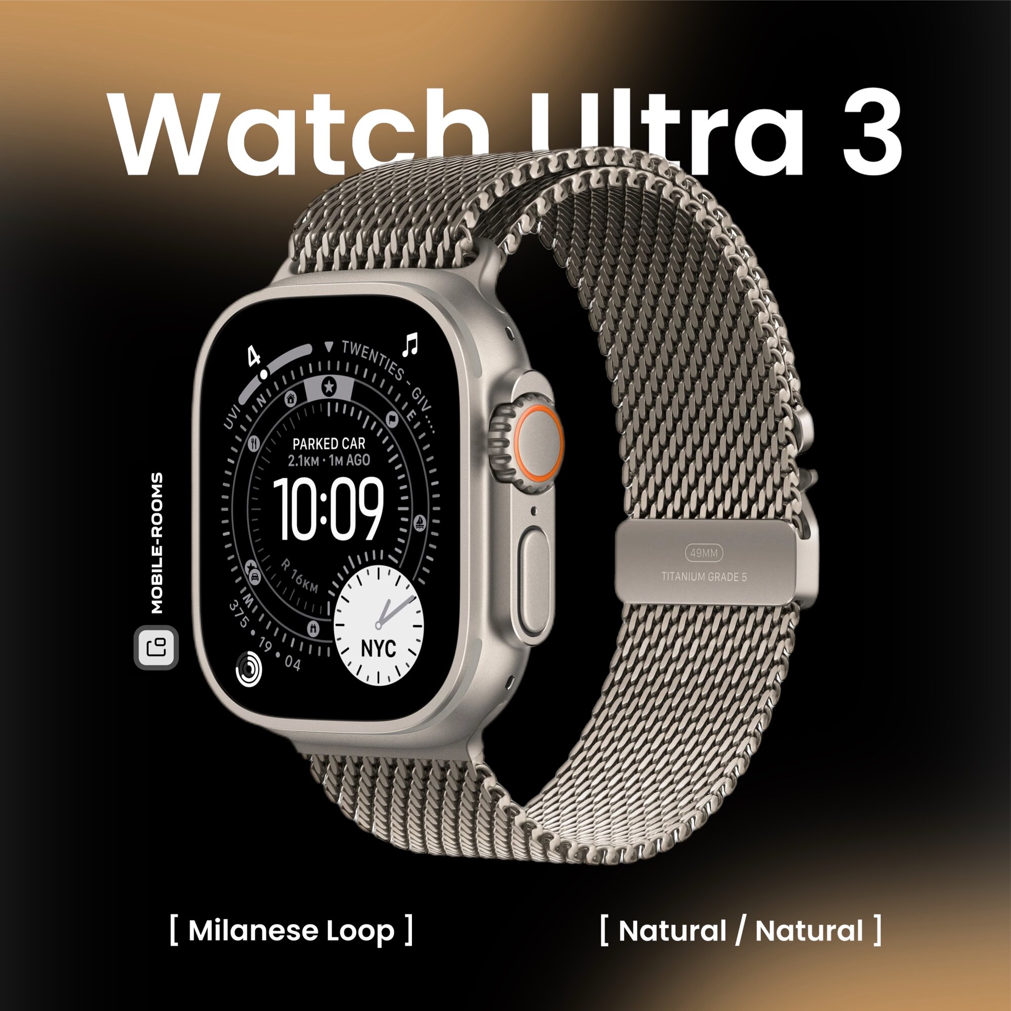 Смарт-часы Apple Watch Ultra 3 49mm Natural Titanium Case with Natural Titanium Milanese Loop L